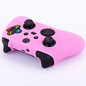 YoRHa Silicone Thickened Cover Skin Case for Xbox Series X/S Controller x 1(Pink) with Thumb Grips x 10