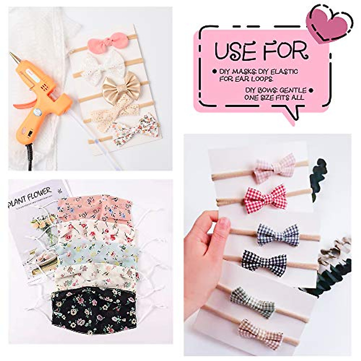 Prohouse 100 PCS Baby Nylon Headbands Hairbands Hair Bow Elastics for Baby Girls Newborn Infant Toddlers Kids Nude