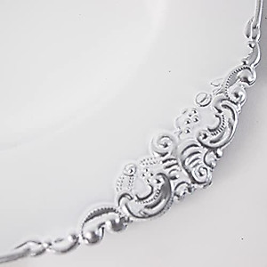 6Pcs Embossed Charger Plates, 13-Inch Round Dinner Plate Chargers, White with Gold Trim, White + Gold Trim (NM00603)