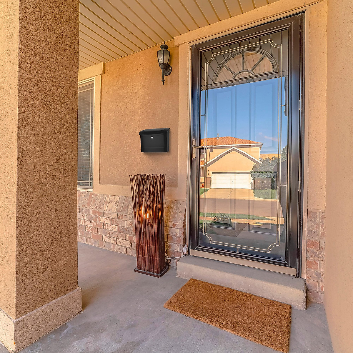 Architectural Mailboxes Princeton Galvanized Steel, Locking, Wall Mount Mailbox, 2572B-10, Black, Medium Capacity