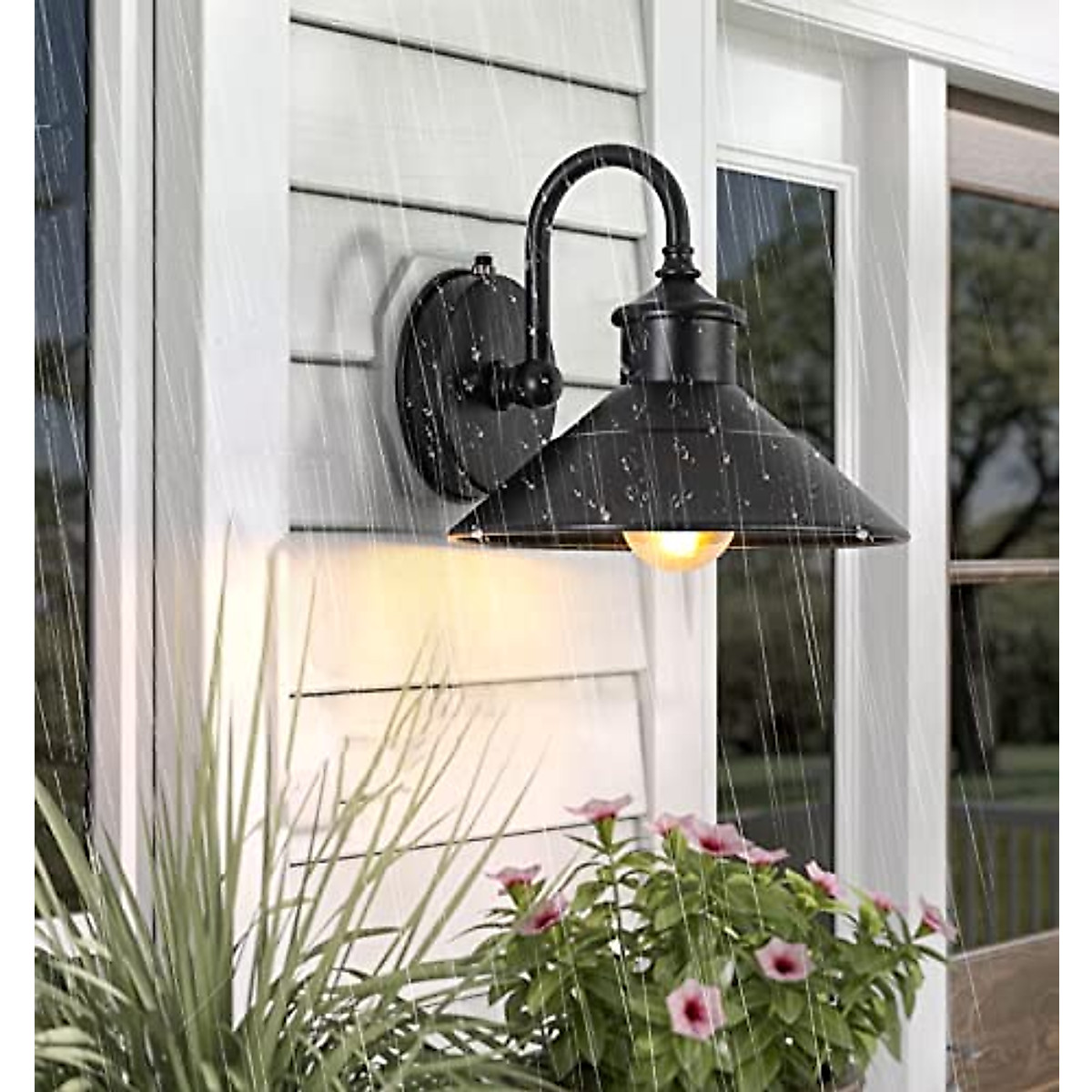 JOESA Dusk to Dawn Classic Outdoor Barn Light Fixture, Outdoor Waterproof and Rust Resistant Gooseneck Barn Lights, E26 Front Porch Lights for House, Garage, Garden