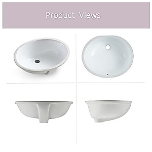 MEJE 19.5"x16" Oval Shape Bathroom Sink Undermount, Modern Pure White Porcelain Ceramic Vanity Top Sink, Basin with Overflow