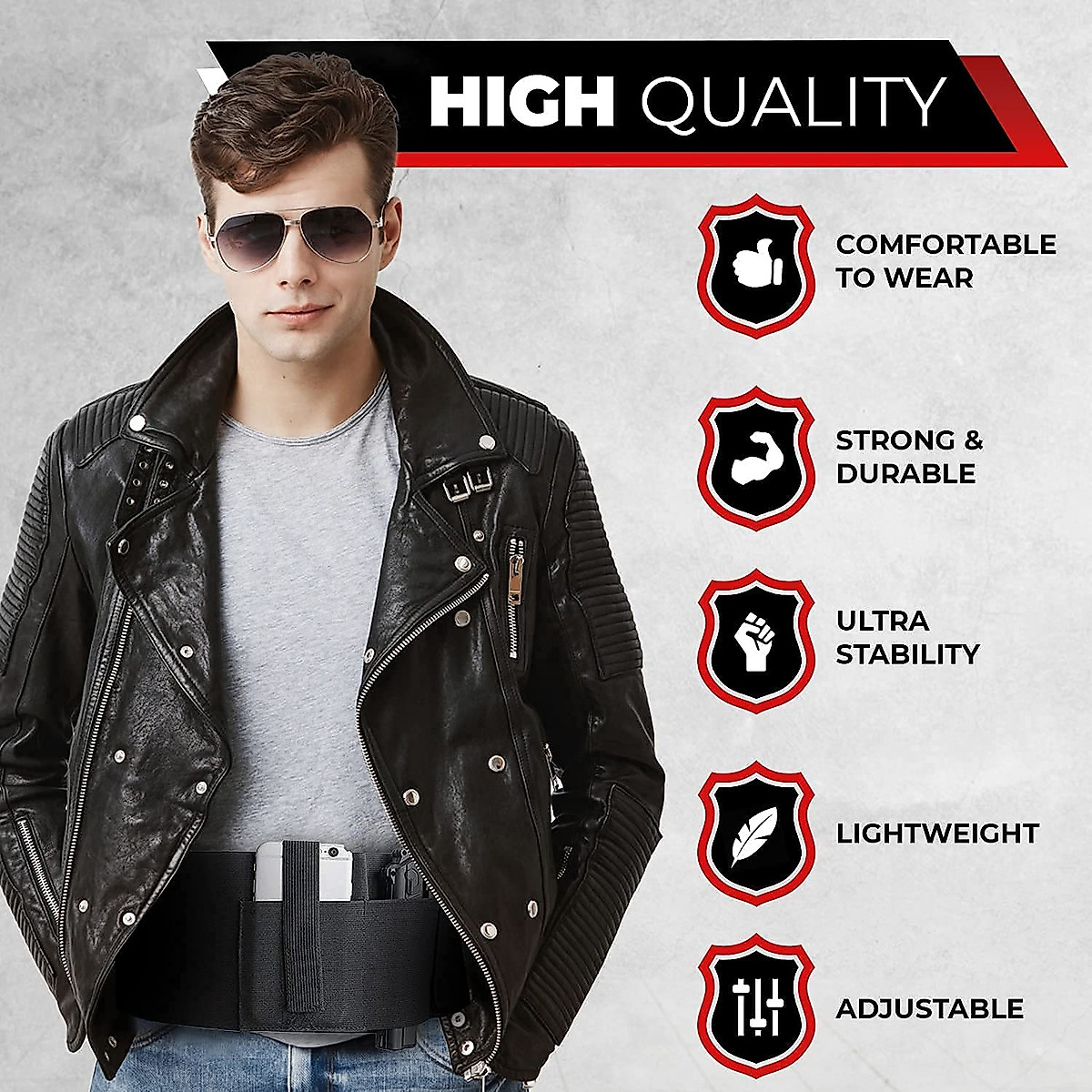 Tactical Belly Band Holster for Concealed Carry Pistol Hand Gun Holder, Hide Handgun Under Shirt Elastic Waist Belt Holsters for Men and Women (Belly Band Holster)