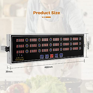 BEAMNOVA 18 Channels Digital Kitchen Commercial Cooking Timer,Restaurant Timer with Loud Alarm,Stainless Steel LED Display Timer for Cooking Reminder