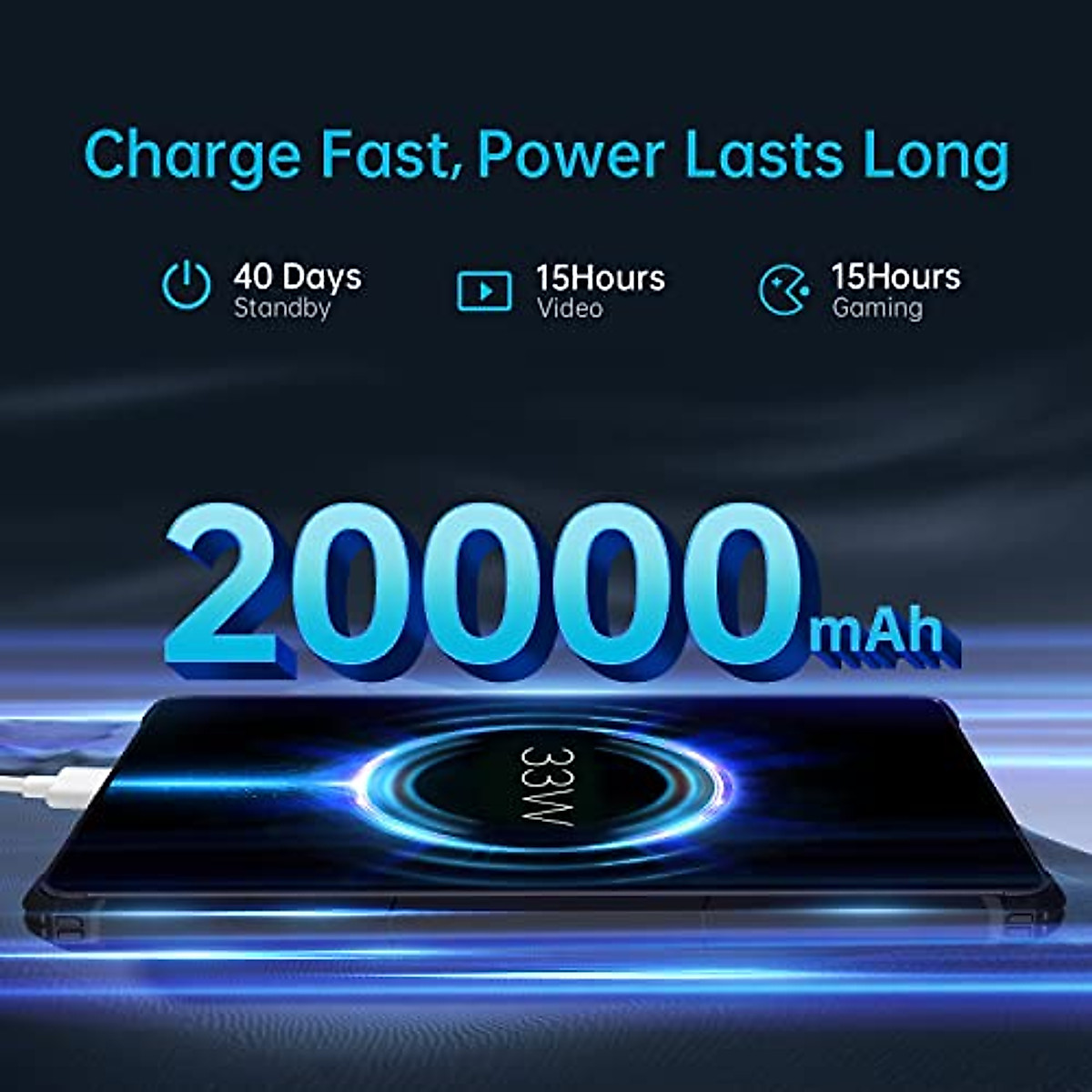 OUKITEL 10in Tablet Android12 20000mAh RT2 Rugged Tablet 8GB+128GB 1TB Tablet, Waterproof Tablet 4G LTE Dual SIM+5G WiFi Smart Tablet 16MP+16MP Camera 33W Fast Charging/IP68/IP69K/OTG/T-Mobile