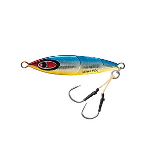 Calissa Offshore Tackle Cliff Jig 80g 150g 250g 300LBS Assist Hooks 3/0 Butterfly - Vertical Jig Speed Lure Slow Pitch Flat Slow Pitch Jigging (150g, Gold Anchovy)