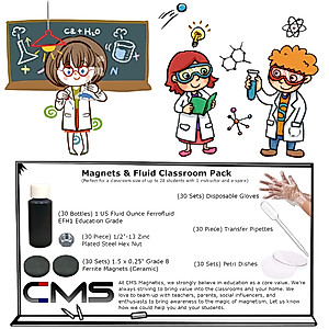 CMS MAGNETICS - (2oz Kit) Ferrofluid Science Experiment Kit for Education in Magnetism - Includes: 2 Fluid Ounce (59mL) Bottle of Ferrofluid, Gloves, Pipette, Petri Dishes