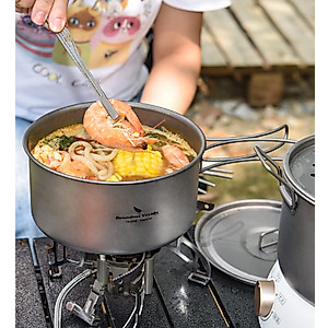 Boundless Voyage Camping Cookware Lightweight Cooking Pot Set Titanium Pot Portable for Outdoor Cooking Traveling Hiking Trekking Backpacking, 1-5 Person (107C-108C-29P)