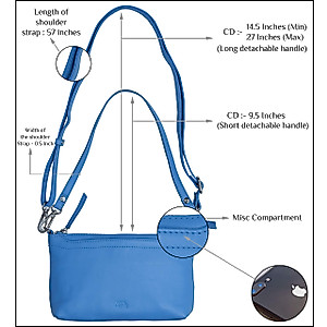 Mou Meraki Genuine Leather Crossbody Purse and Handbags - Crossover Bag Over the Shoulder Women