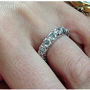 P3 POMPEII3 4 ct Diamond Eternity Wedding Ring 14K White Gold - Size 4.5