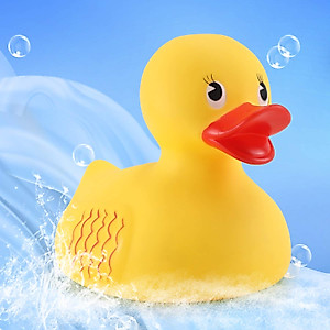 10" Jumbo Classic Yellow Rubber Duck Bathtime Toy, Floating Fun Pool Preschool Bathtub Toy, Giant Flexible Large Yellow Duck for Kids