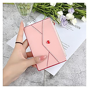 5pcs Women PU Leather Business Card Holders Short Mini Cute Thin Wallets Small Coin Purse Money Bag Cover Organizer Case (E)