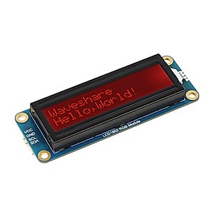 waveshare 1602 LCD Display RGB Module 16x2 Characters 16M Colors RGB Backlight LCD Module, 3.3V/5V Compatible, I2C Bus, for Raspberry Pi/Pi Pico, Jetson Nano Arduino