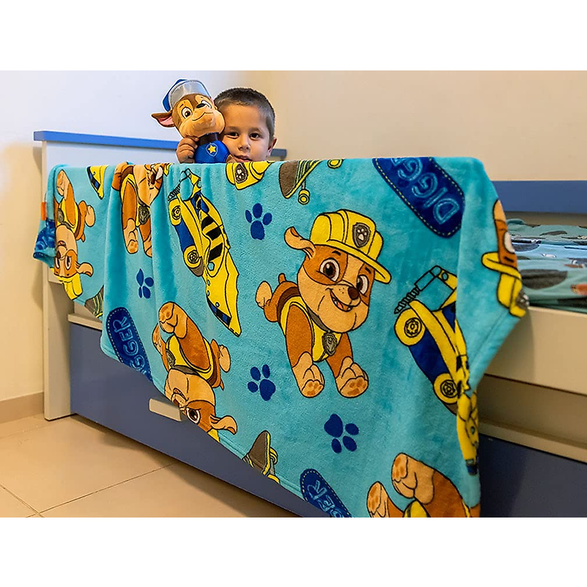 Tstars Paw Patrol Fleece Blanket Rubble Digging Plush Blankets for Toddler Kids Boys