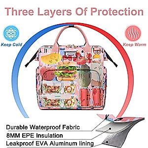Artelaris Lunch Bag for Women, Insulated Lunch Box Women for Work, Large Leakproof Lunch Cooler Purse, Reusable Lunch Tote for Adult with Side Pockets & Shoulder Strap Picnic Hiking