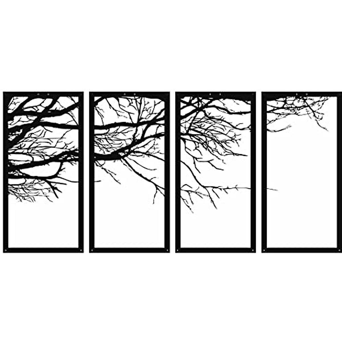 Peak Metal Wall Art, Tree of Life, Metal Wall Decor, 4 Panels for Living Room Decorations, Christmas Gift, Interior Decoration, Housewarming Gift 48 x 24 Inch (Black)