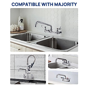 Sepaitek 12" Commercial Kitchen Sink Faucet Spout Replacement, Stainless Steel with Built-In Aerator, 1.8 GPM Flow Rate, Swivel Design, M25×1.25mm Thread, Leak-Proof and Splash-Free