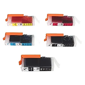 Ink Cartridge Standard Size Clear Fadeless Print Printer Cartridge Replacement for PIXMA TS707 TR8570 TS8170 (BK BK C M Y 5 Colors)