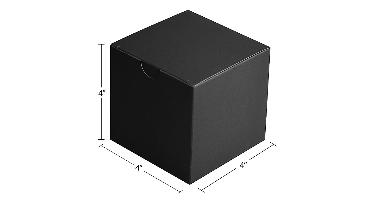 Fairlegend Black Gift Boxes | 4x4x4 Kraft Paper | 100 Pack