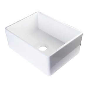 ALFI brand AB505-W 26-Inch Contemporary Smooth Fireclay Farmhouse Kitchen Sink, White