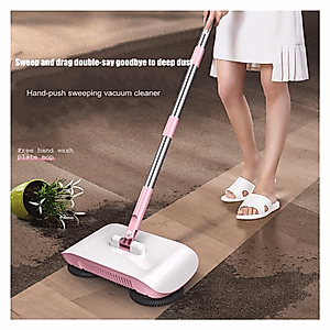 JUSTHENGGUANG Electric Brooms Smart Broom Robot Vacuum Cleaner Floor Home Kitchen Sweeper Mop Sweeping Machine Handle Household Mop For Cleaning Floors Cleaning utensils (Color : Pink within 6 pads)