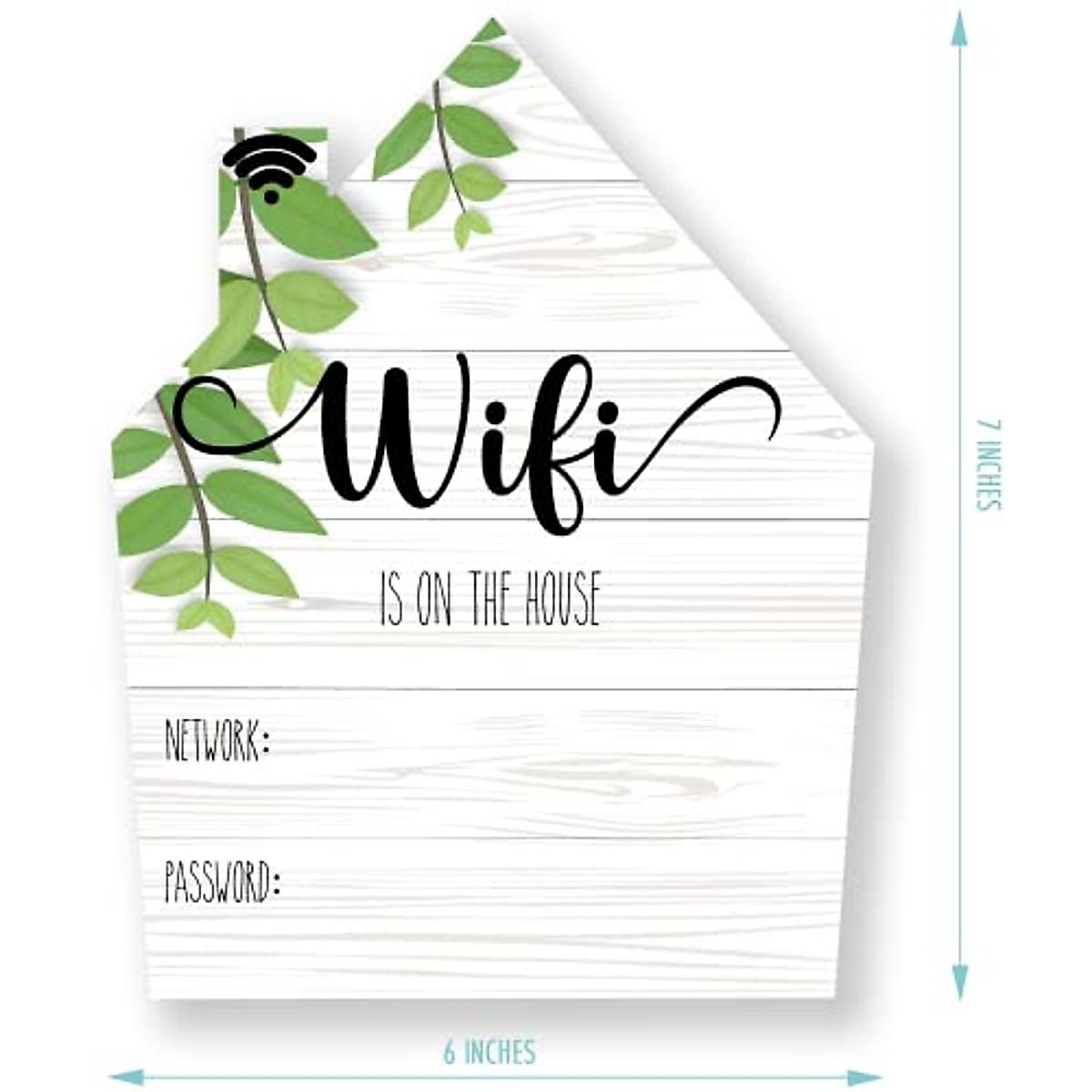 Rustic Farmhouse WiFi Password Sign, Rustic Farmhouse Fridge Magnet, WiFi Sign for Home with Black Wet Erasable Pen, Magnetic White WiFi Sign for Guests, Fridge Magnet Decor, 6 x 7 inches