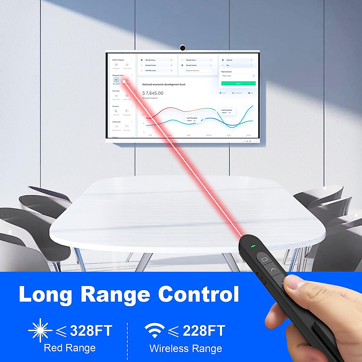 QUI Presentation Clicker, Hyperlink Volume Control Wireless Presenter,PPT PowerPoint Clicker, RF 2.4GHz USB Presentation Remote Control PowerPoint Presentation Clicker for Keynote/PPT/Mac/PC