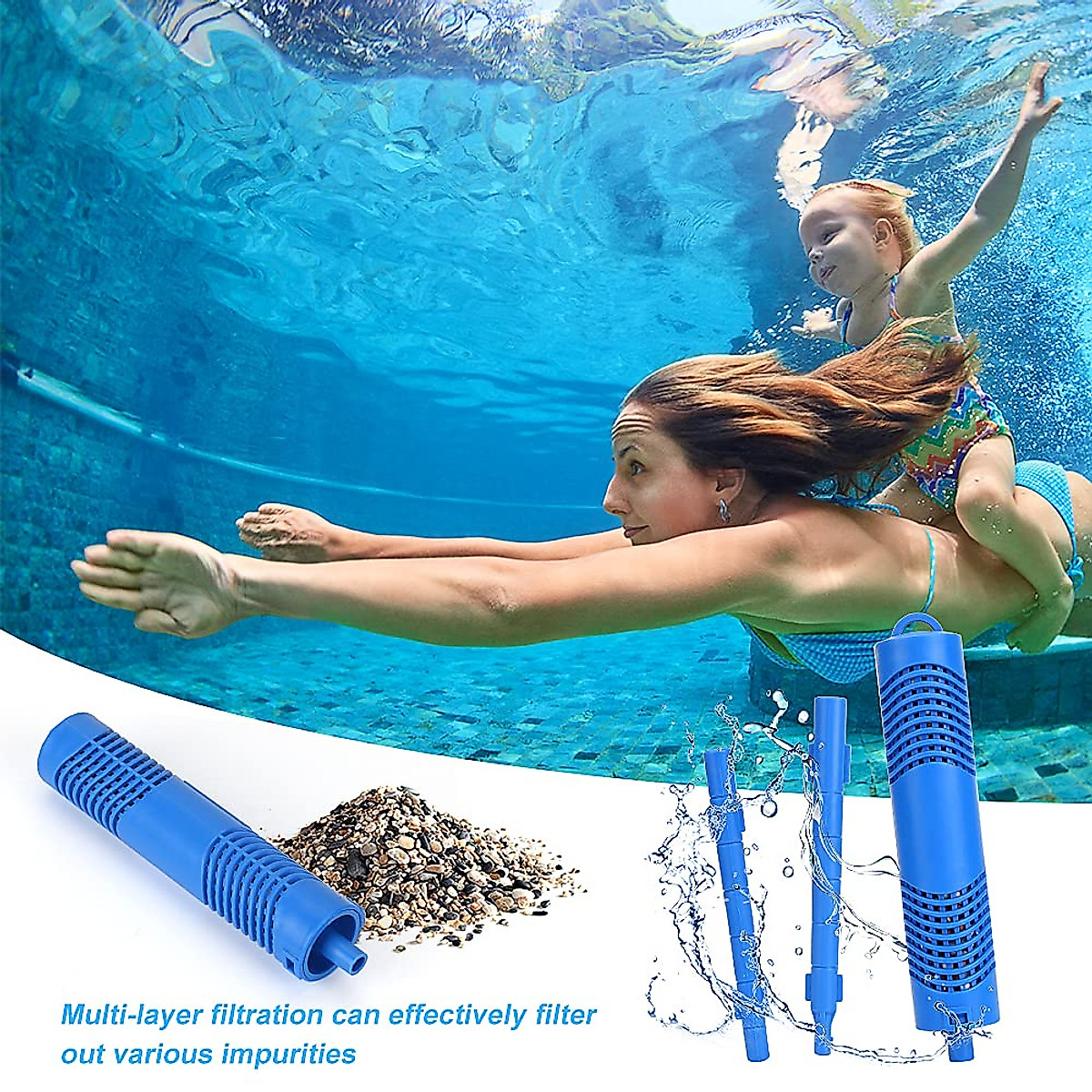 ACETOP Spa Mineral Stick 2 Pack Hot Tub Filter with 4 Months Lifetime Cartridge Universal for Spas Filters Swimming Pool Fish Pond (Blue)