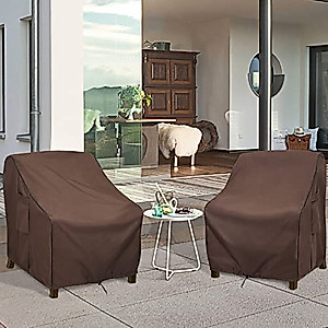 BRIVIC Patio Furniture Covers Waterproof for Chair, Outdoor Lawn Chair Covers Fits up to 33W x 34D x 31H inches(2Pack), Brown