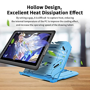 Frunsi Drawing Tablet Stand, Laptop Stand, Foldable Stand for Tablet Display, 9 Levels Adjustable Angles with a Built-in Phone Holder, for 12-17 inch Drawing Tablet, Smartphones