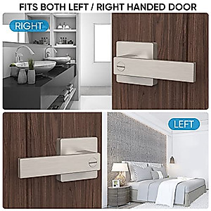 TICONN Door Handle Heavy Duty, Reversible Square Door Lever for Bedroom, Bathroom and Rooms (Satin Nickel, Privacy)