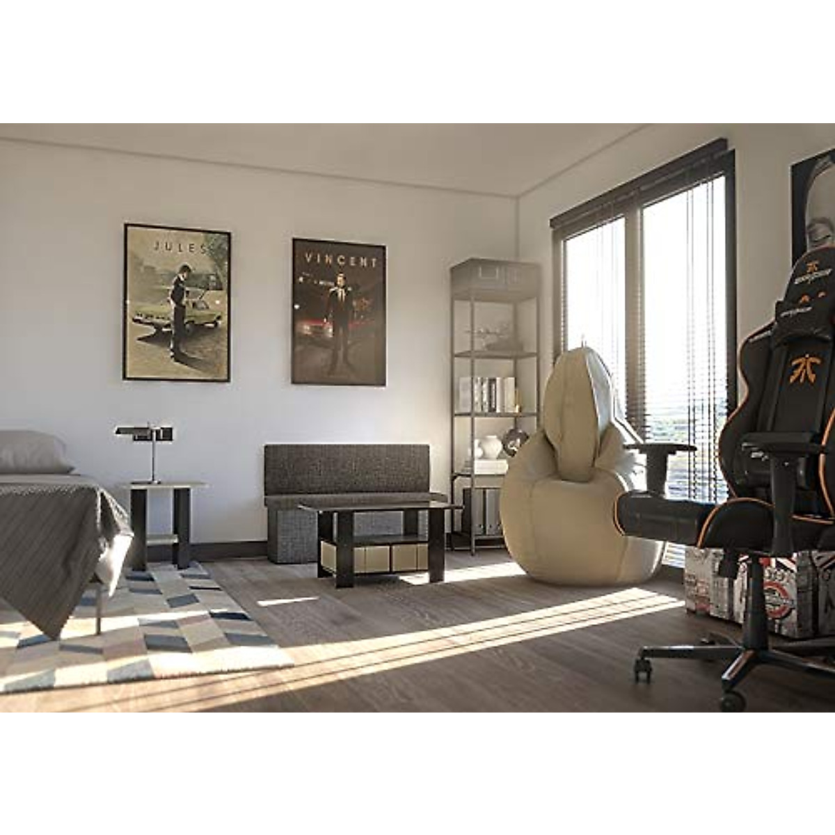 Furinno Coffee Table with Bins, Espresso/Brown