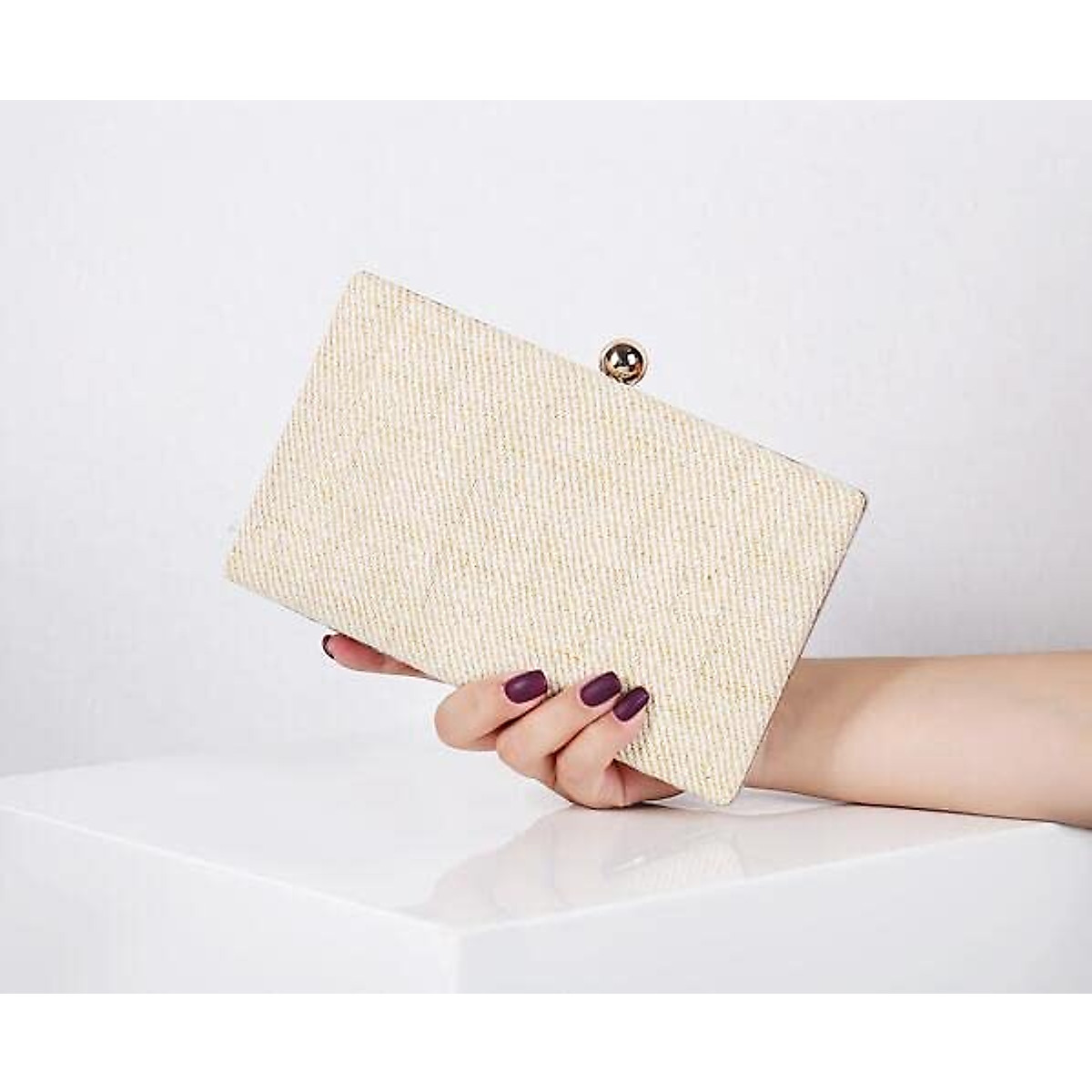 Women Fabric Evening Clutch Bag Bridal Purse for Wedding Prom Night Out(Coral)