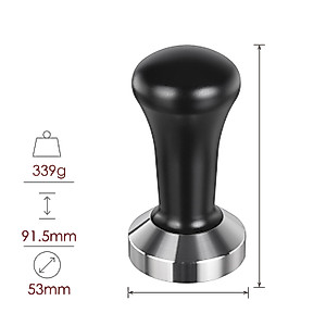 53mm Espresso Tamper, SANTOW Barista Coffee Tamper with Flat Stainless Steel Base – Professional Espresso Hand Tamper