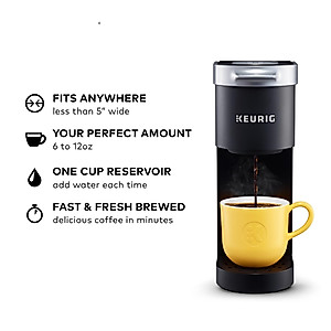 Keurig K-Mini Coffee Maker, Single Serve K-Cup Pod Coffee Brewer, 6 to 12 oz. Brew Sizes, Black
