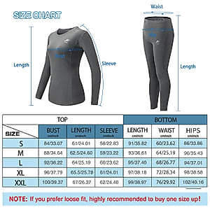 MeetHoo womens Women,winter Fleece Lined Long Johns Thermal Underwear for Women Winter Warm Base Layer Compression Set, Gray, Medium US