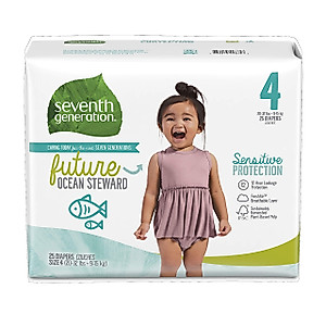 Seventh Generation Baby Diapers, Sensitive Protection, Size 4, 25 Count