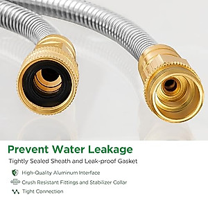 eletecpro Metal Garden Hose 100ft, 304 Stainless Steel Heavy Duty Water Hose With 2 Nozzles for 15 Functions, No Tangle and Kink, Lightweight & Flexible, Tough and Pet Proof, for Yard, Lawn, RV