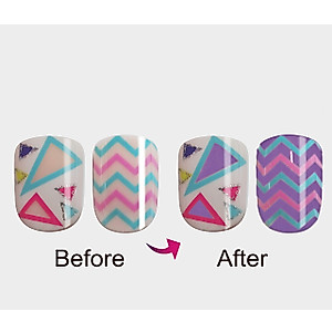 Vivace 4Pack 48Tips Color Changing Under Sun Fake Nails, Artificial Preglued Junior Sticker Nails 11461 etc (Sun 1)