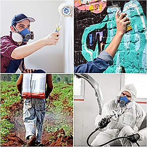 SYINE Half Face Reusable Respirator Spray Paint Gas Mask Respiratory Protection Multi-Purpose Dustproof Respirator,Medium(Mask+1 Pair Cartridges)