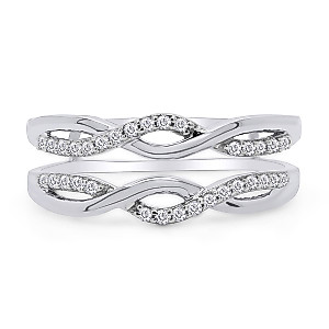 SAVEARTH DIAMONDS Round Cut Lab Created Moissanite Diamond Infinity Twisted Enhancer Guard Ring in 14K White Gold Plated 925 Sterling Silver Jewelry (G-H Color, 0.50 Cttw) Size -10