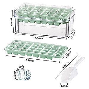 Square Ice Cube Tray with Lid & Storage Bin, Ice Cube Maker Mold for Freezer with Container, Mini Ice Cube Tray Makes 60 Cube Ice at once for Cocktail Whiskey Tea Coffee, 2 trays 1 Bucket (Clear lid)