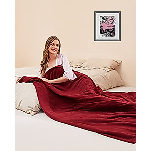 McJaw Electric Heated Blanket Full Size 72"x84" Large Fleece Warm Bedding Blanket for Whole Body 4 Heating Levels and 10 Hours Auto-Off Overheating Protection - Red