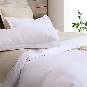 David's Home Cotton Linen Duvet Cover Set, Soft and Breathable for Hot Sleepers, Textured Bedding Breathable Durable Soft Comfy 90 x 92 Inches (White, Queen)