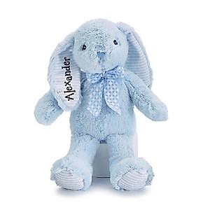 Personalized Blue Bunny Soft and Floppy Ear Keepsake Easter Bunny - 8 Inches