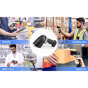 Barcode Scanner Wireless, Onewscan 1D Laser Barcode Reader with Stand 2.4G Wireless & USB Wired Connection 2 in 1 Plug and Play Handheld Bar Code Scaners