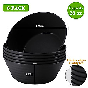 Mfacoy Unbreakable Cereal Bowls Set of 6, 28 OZ Premium Wheat Straw Bowls, Lightweight Dessert Bowls, Reusable Soup Bowls, Microwave Safe Bowls for Camping, RV, Dorm, Soup, Oatmeal, Ramen, BPA-Free