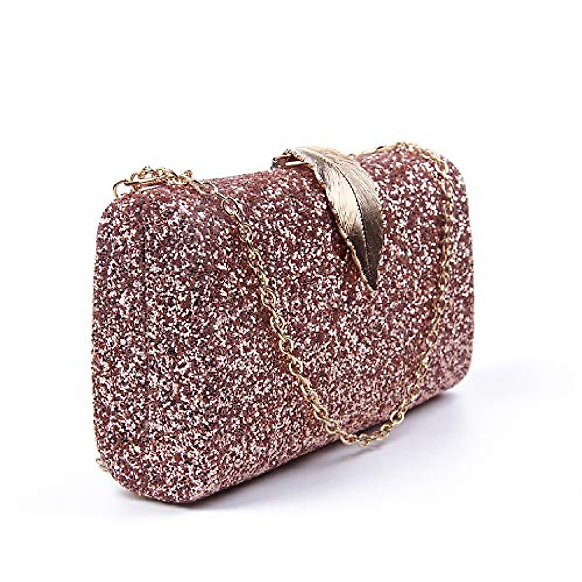 FUKZTE Women's Shinning Clutch Bag Handbag with Chain Ladies Evening Bridal Wedding Party Prom Evening Clutch Purse Shoulder Bag,Pink