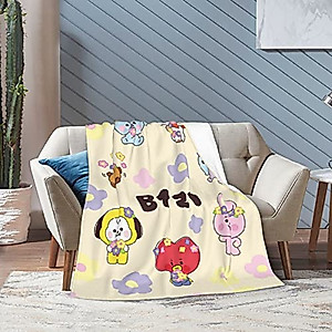 LOSVORF Bt Cartoon Blanket 21 Throw 50"X60" J-Hope Jimin Blankets Sofa Army Blankets Christmas Blanket Gift Flannel Blankets Quilt Blankets for Living Room Bedroom