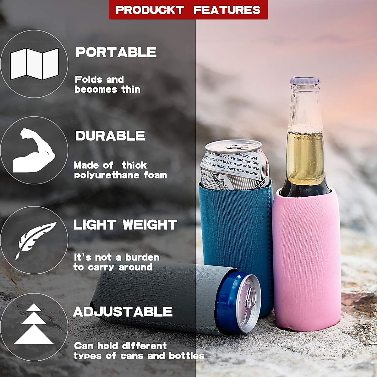 12 Pcs Slim Can Coolers, 12 oz Plain Bulk Collapsible Soda Cover Coolies, DIY Personalized Sublimation Sleeves for Weddings, Bachelorette Parties